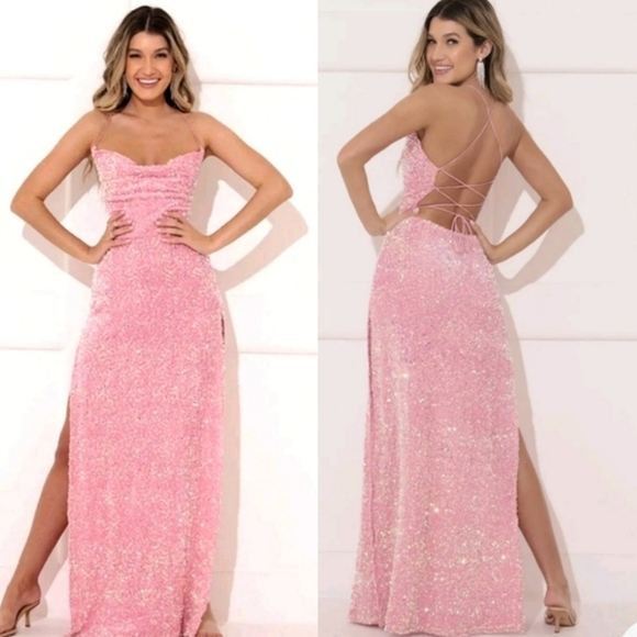 Lucy in the Sky | Dresses | Lucy In The Sky Lissy Pink Velvet Sequin ...